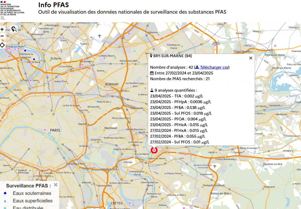 PFAS : une carte nationale pour visualiser 2,3 millions d’analyses